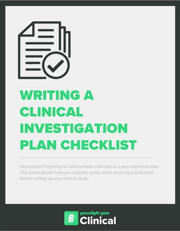 Writing a Clinical Investigation Plan Checklist - Free Download