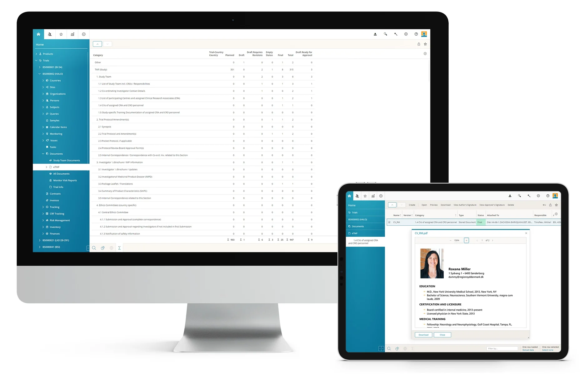 CTMS and eTMF for clinical data capture