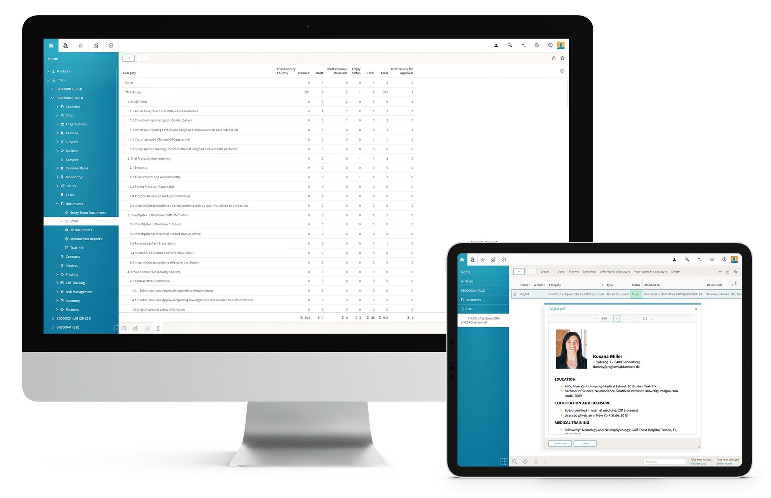 CTMS and eTMF for clinical data capture